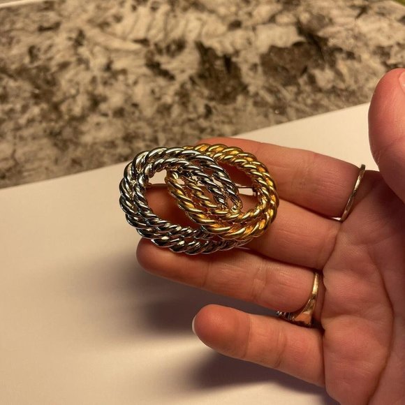 Jewelry | Brooch Pin Interlocking Rope Ovals Silver Gold Two Tone ...